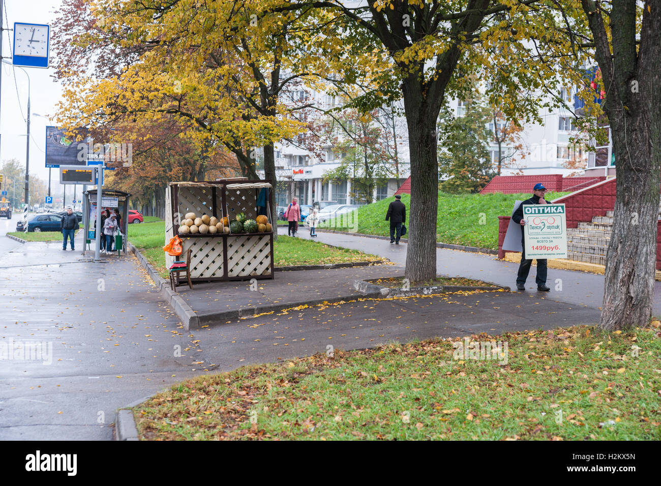 Moscow, Russia. Thursday, September 29, 2016. Weather: Wet, damp and ...