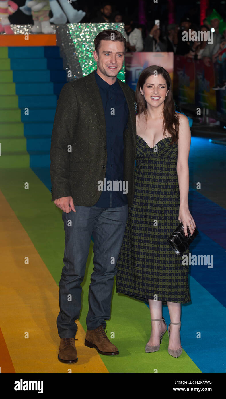 London England. 29th September 2016 Justin Timberlake & Anna Kendrick ...