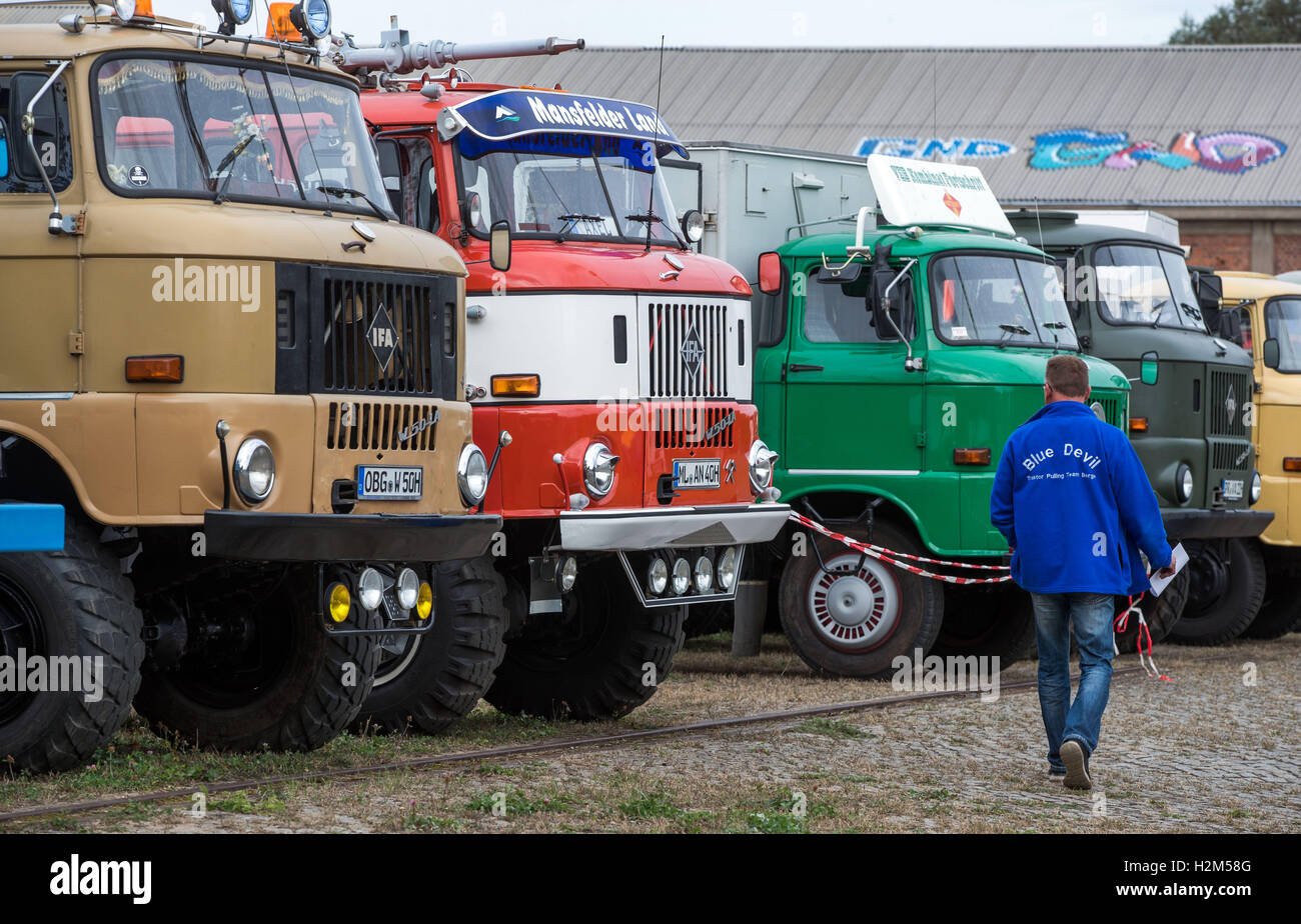 Schwerin, Germany. 30th Sep, 2016. Trucks of the brand W50 from the GDR ...