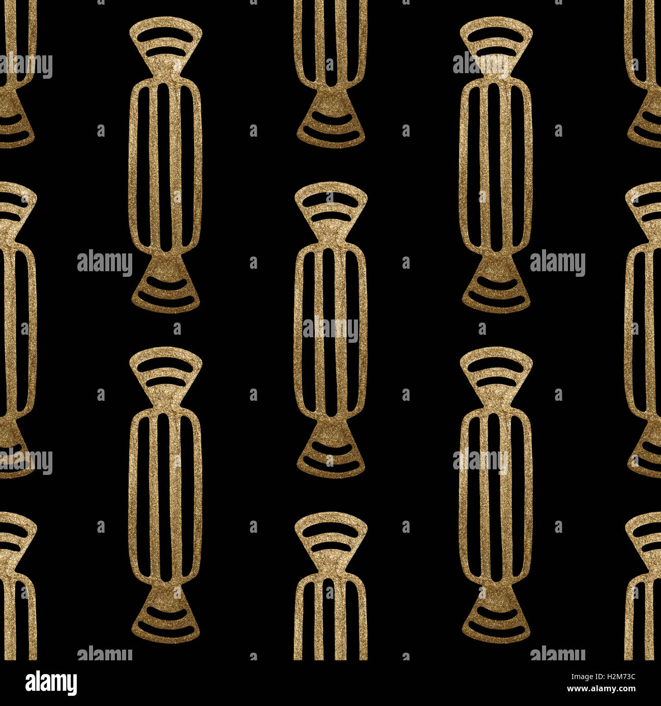 Hand Drawn Abstract Sweets. Gold Candy Illustration. Seamless Pattern ...