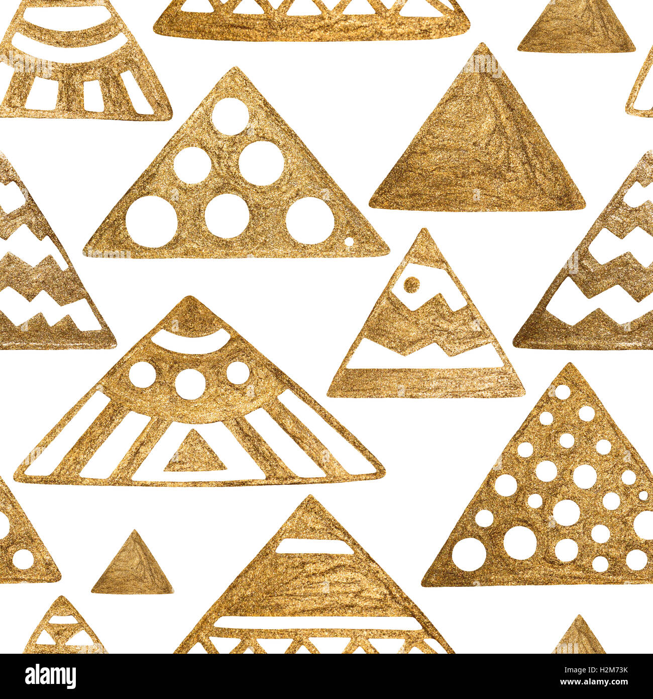 Ethnic pattern. Gold geometric hand drawn background. Seamless tribal ...