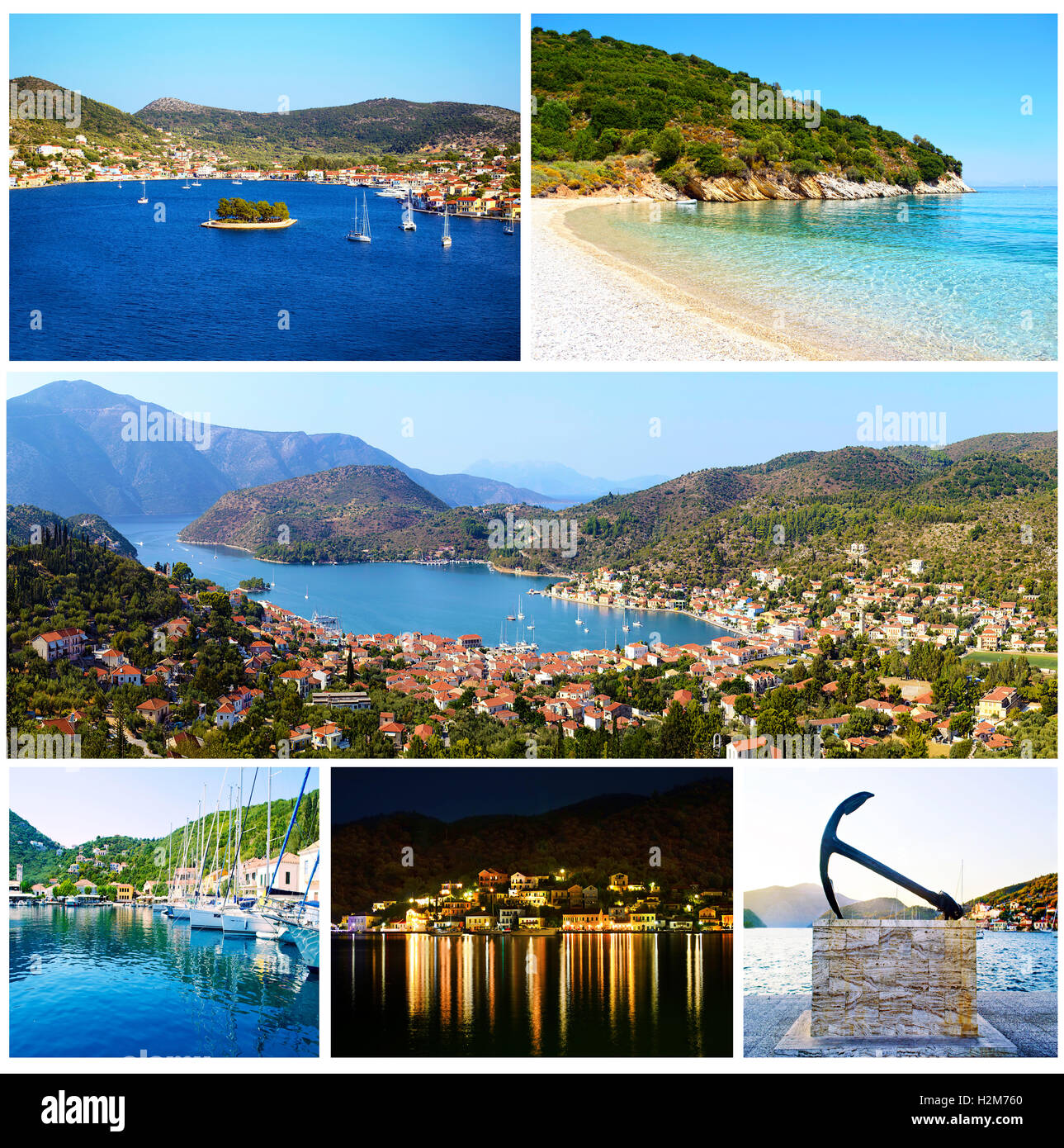collage of Ithaca Ionian islands Greece - greek summer photos Stock ...