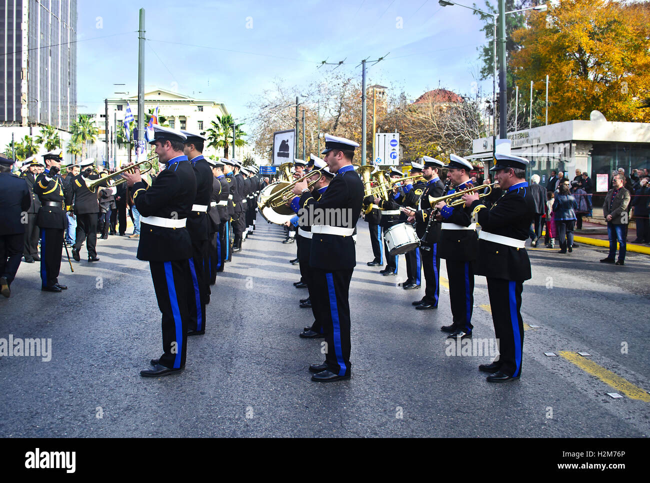 philharmonic band celebrating the Epiphany Piraeus Greece Stock Photo ...