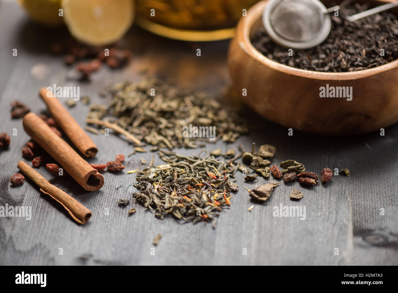 tea composition closeup Stock Photo - Alamy
