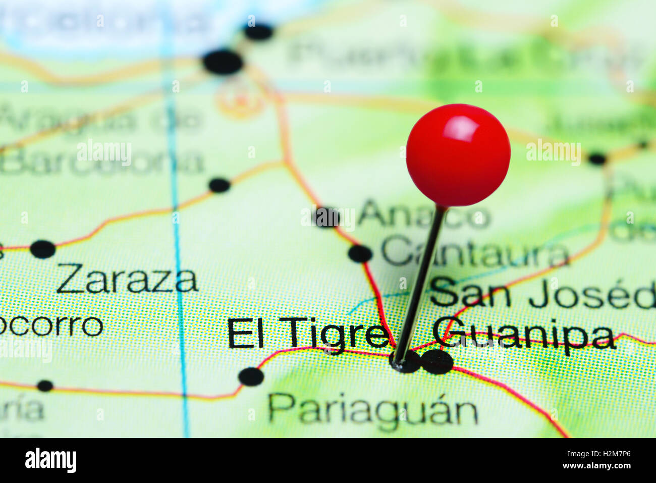 El Tigre pinned on a map of Venezuela Stock Photo - Alamy