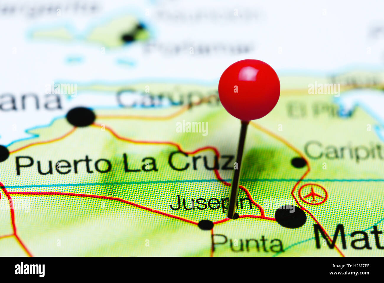 Jusepin pinned on a map of Venezuela Stock Photo - Alamy