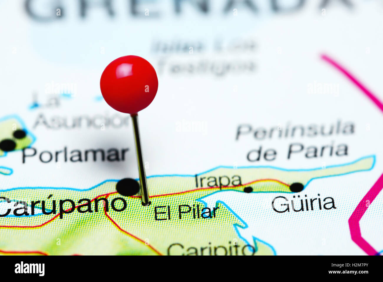 El Pilar pinned on a map of Venezuela Stock Photo - Alamy