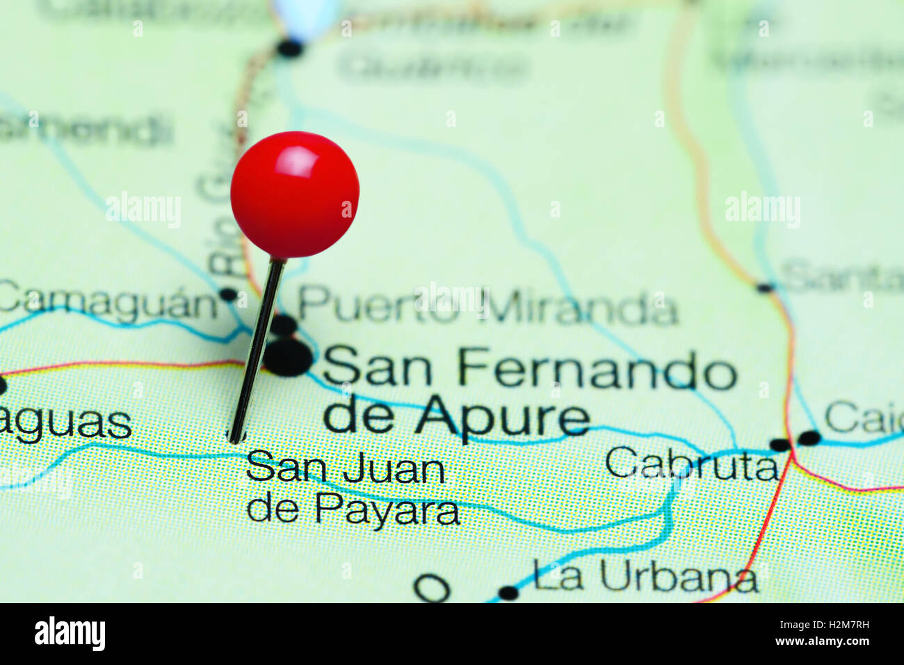San Juan de Payara pinned on a map of Venezuela Stock Photo - Alamy
