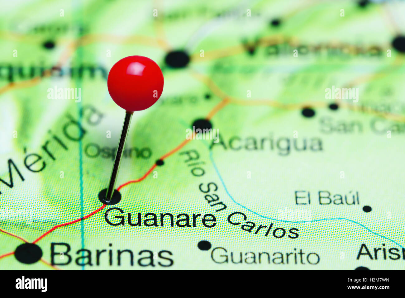 Guanare pinned on a map of Venezuela Stock Photo - Alamy