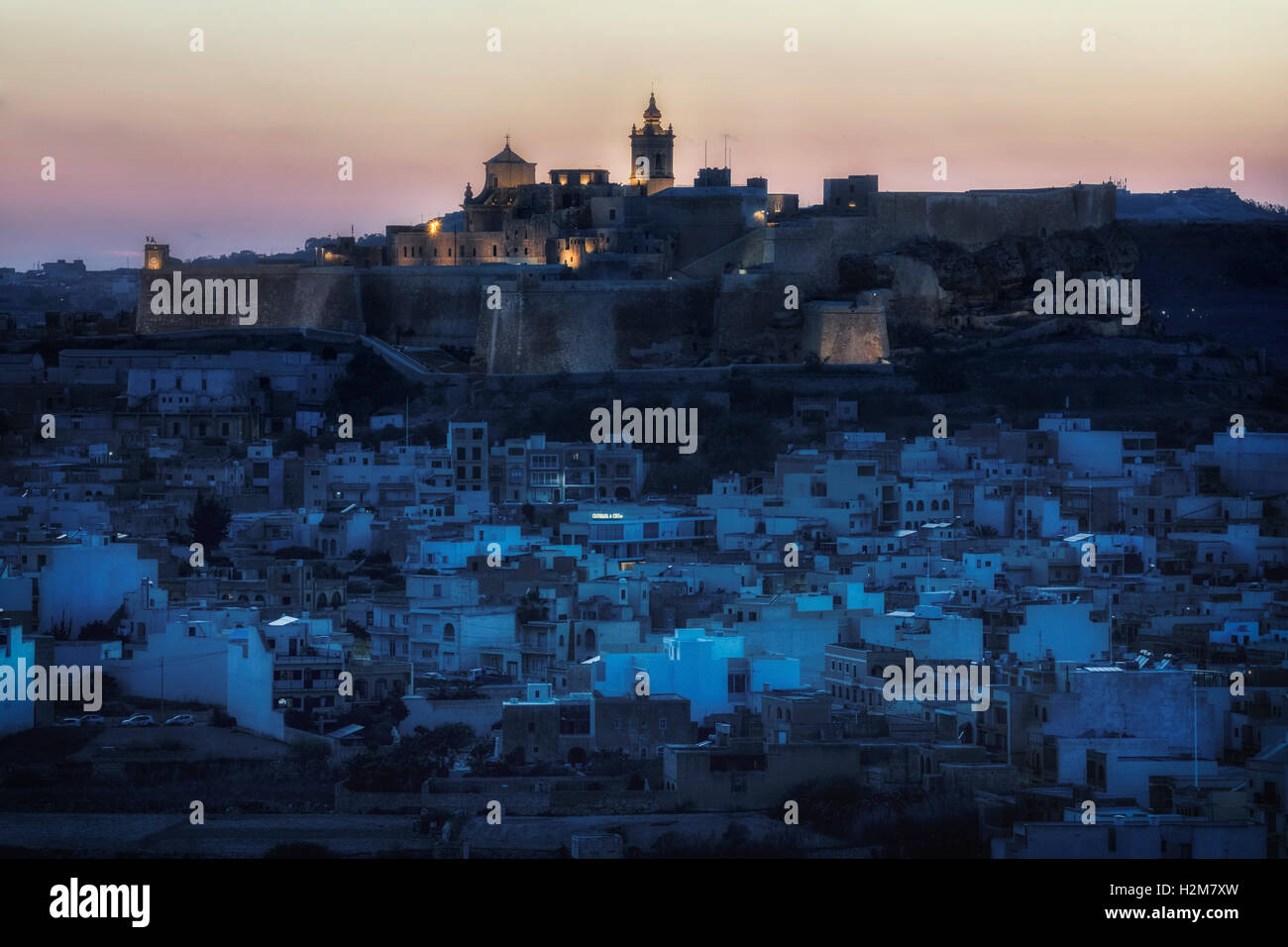 Cittadella at night, Victoria, Gozo, Malta Stock Photo - Alamy