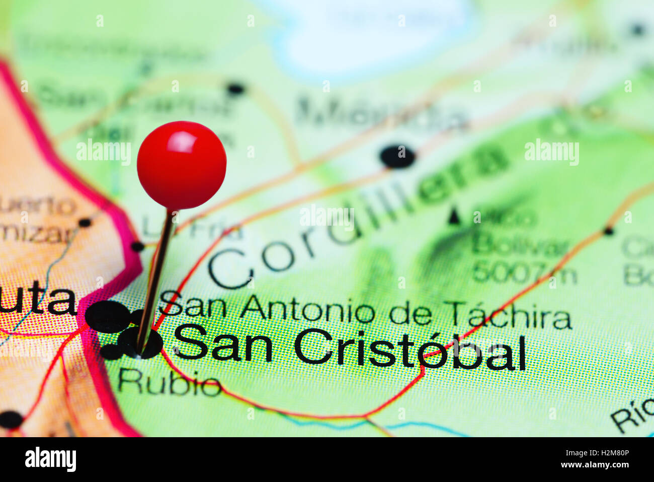 San Cristobal pinned on a map of Venezuela Stock Photo - Alamy