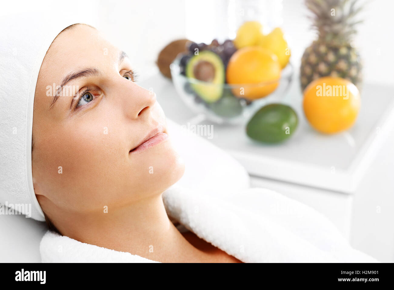 Fruit acids, beauty treatment. Treatment with fruit acids, a woman in ...