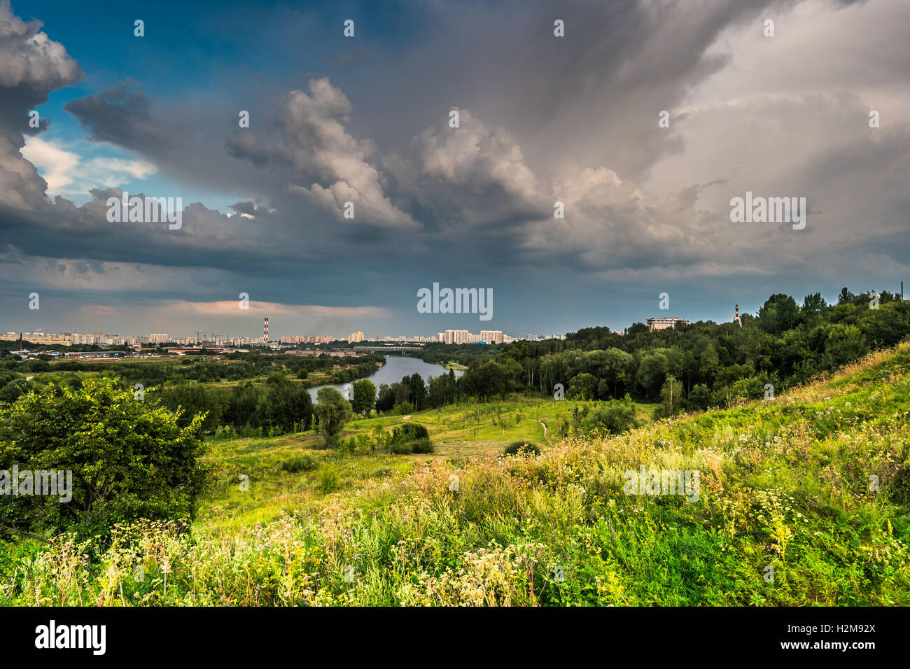 Beautiful natural landscape at sunset Stock Photo - Alamy