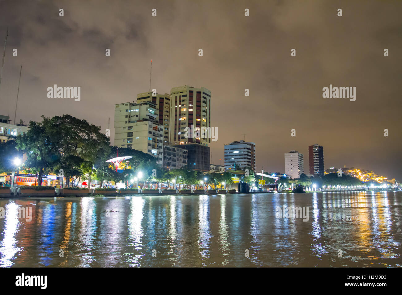 night scene on malecon 2000 guayaquil ecuador south america Stock Photo ...