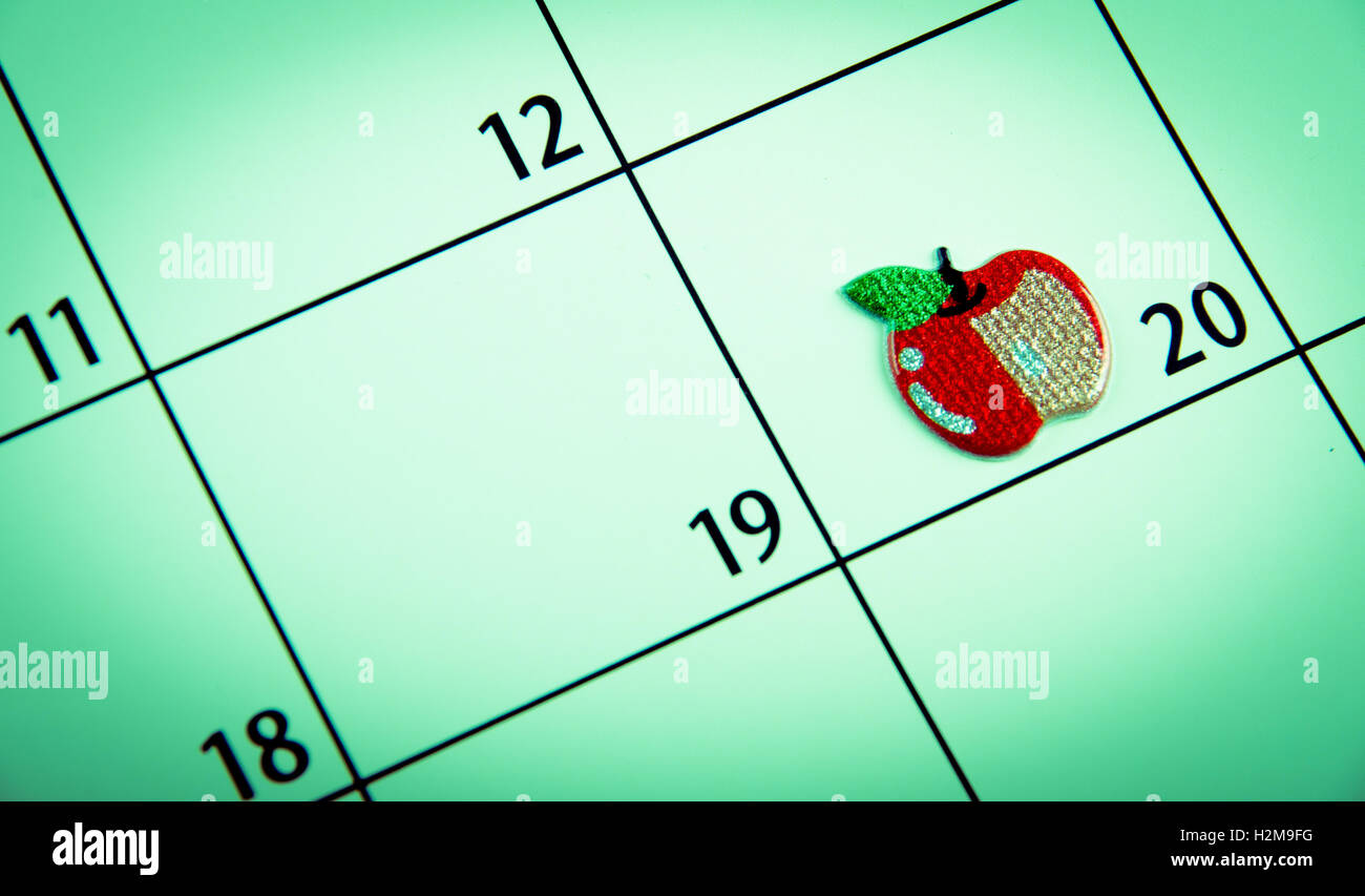 close up of a calendar marked date with sticker Stock Photo - Alamy