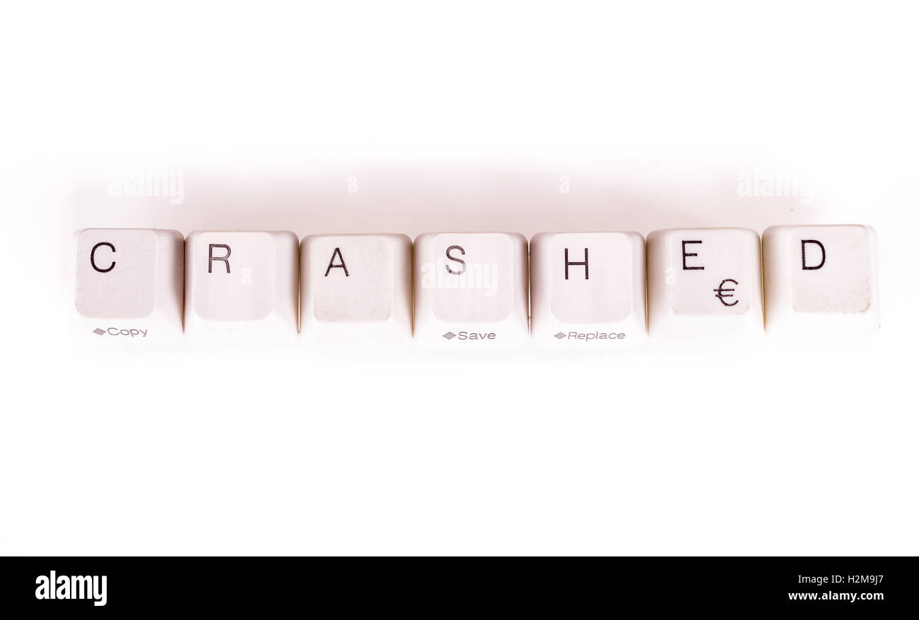 Crashed word written with computer buttons Stock Photo - Alamy