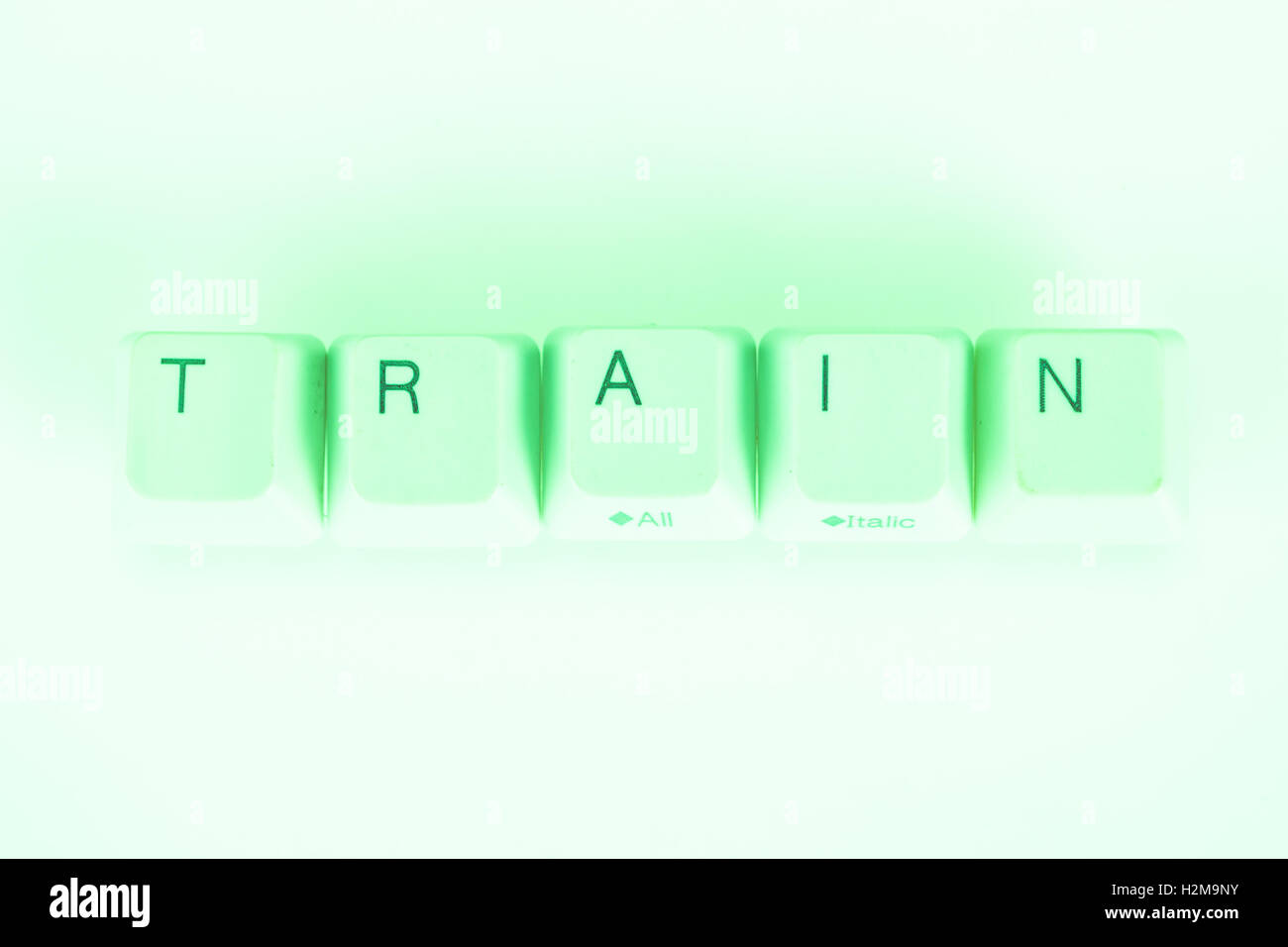 Train word written with computer buttons Stock Photo - Alamy