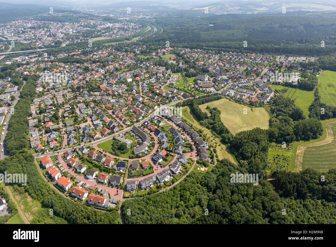Aerial view, settlement Anton-pity path Bergheim, Aerial view of ...