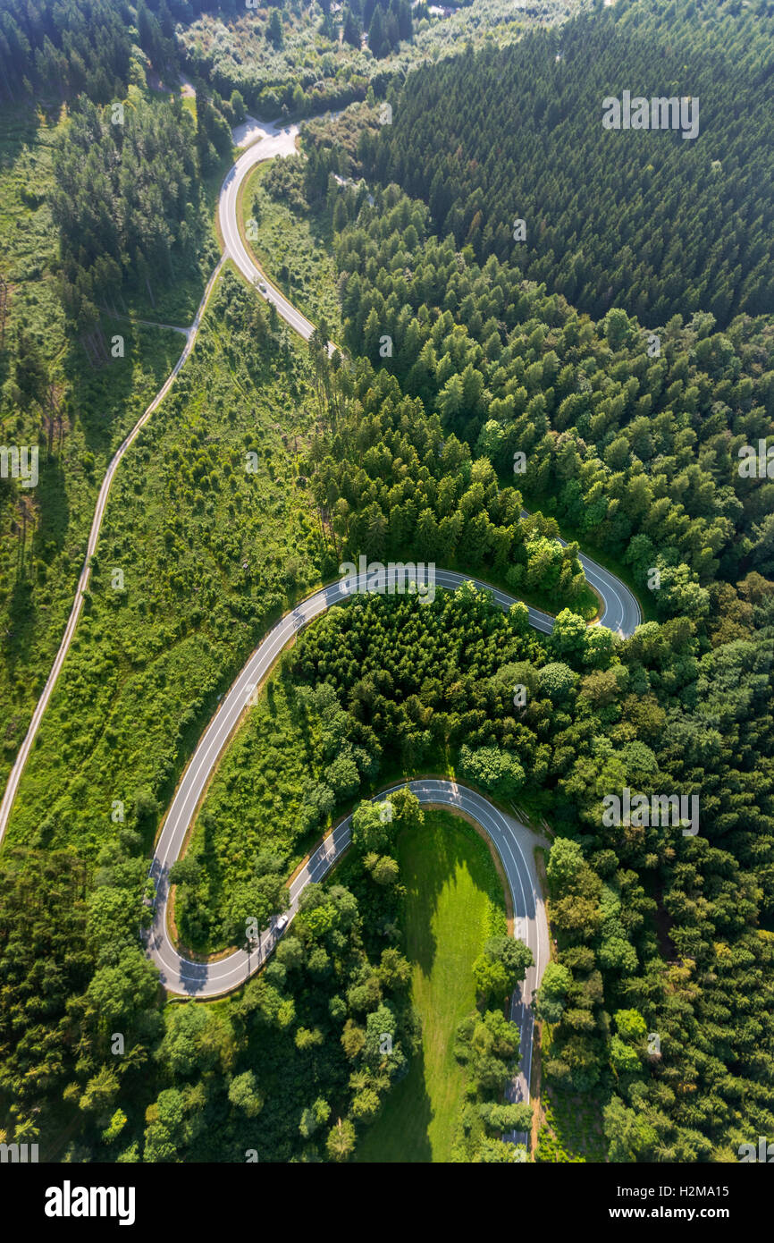 Aerial view, steep curves, motorcycle dream route, federal road L870 ...