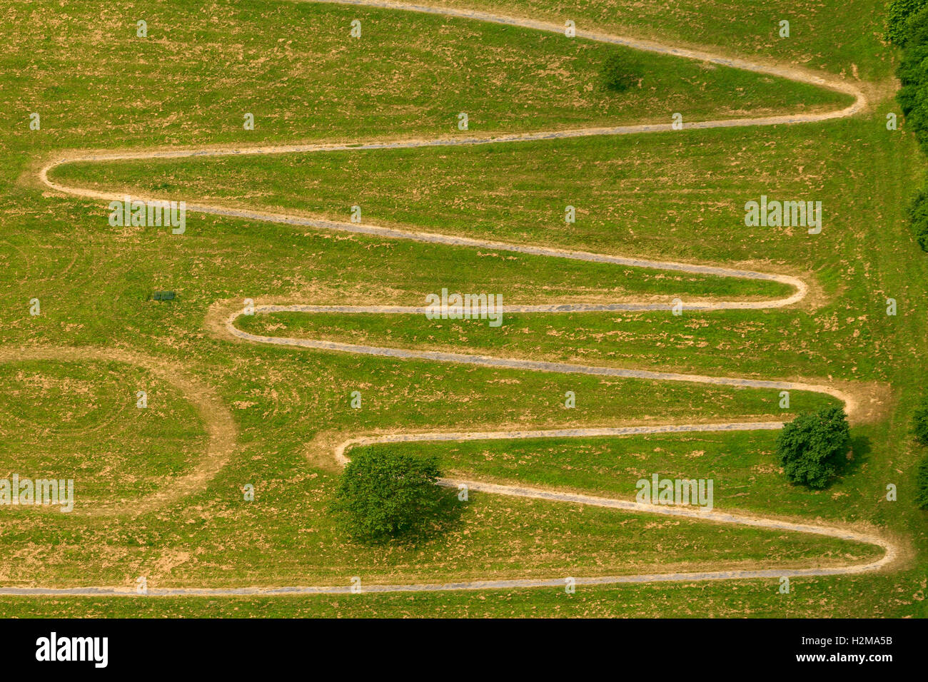Aerial view, Sanatorium Königsfeld tortuous path, winding road, aerial ...