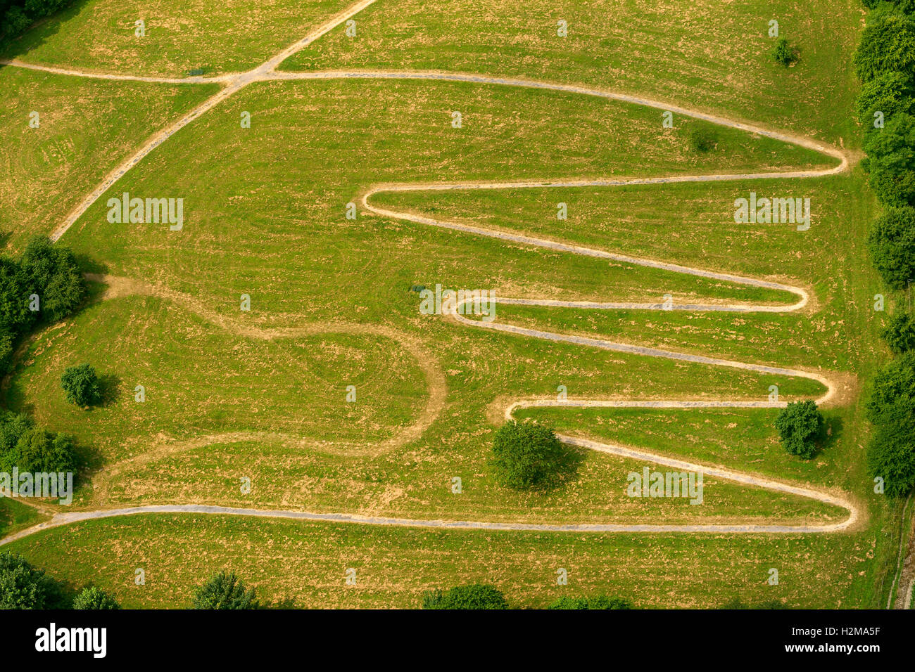 Aerial view, Sanatorium Königsfeld tortuous path, winding road, aerial ...