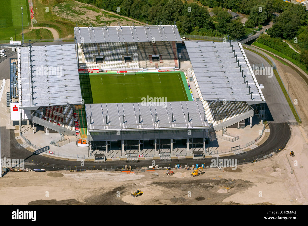Aerial view, Rot-Weiss-Essen Stadium on the port road, Essen, Ruhr ...