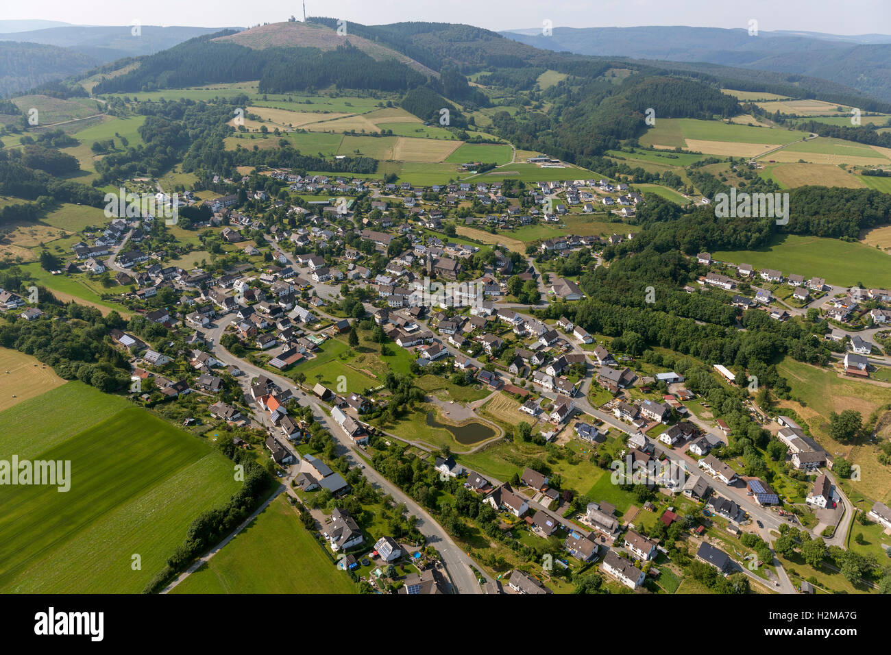 Aerial view, Hesborn, Hallenberg, North Rhine-Westphalia, Germany ...