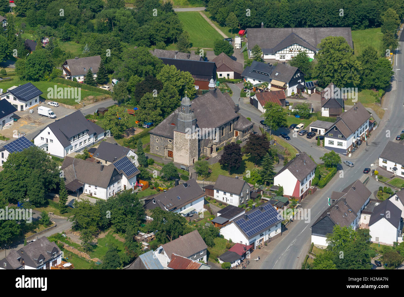 Aerial view, Hesborn, Hallenberg, North Rhine-Westphalia, Germany ...