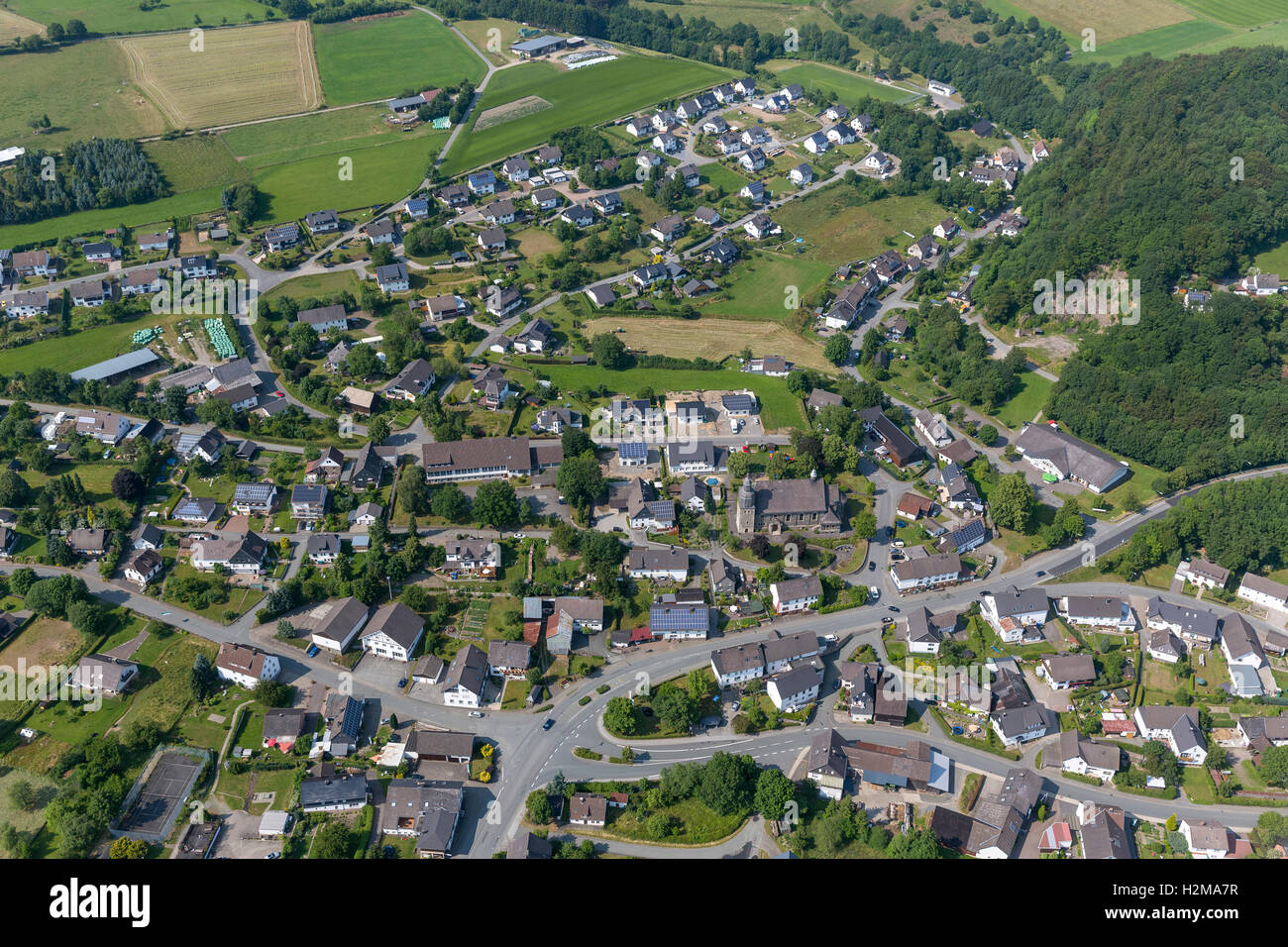 Aerial view, Hesborn, Hallenberg, North Rhine-Westphalia, Germany ...
