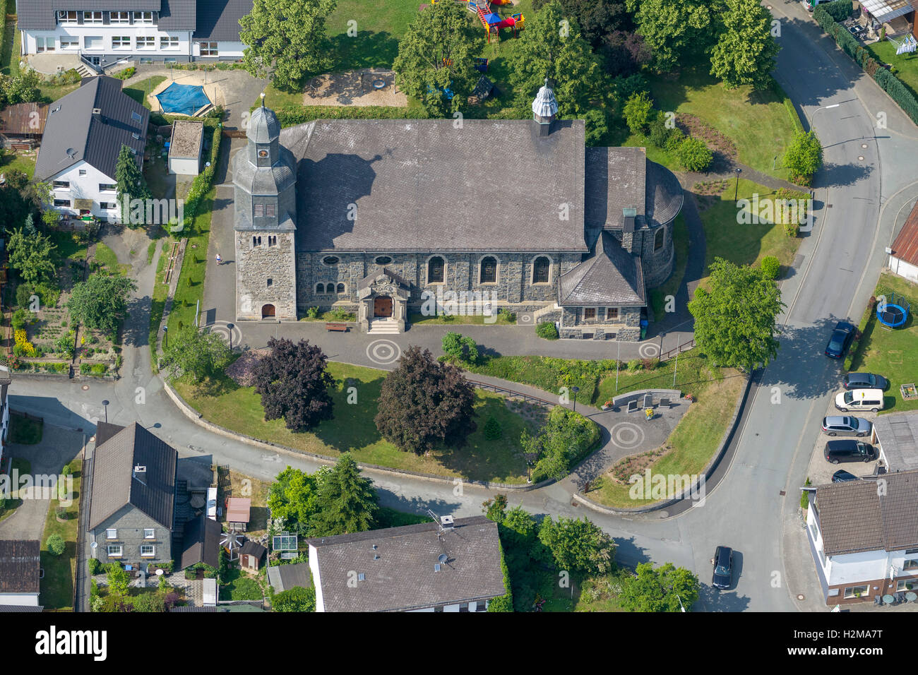 Aerial view, Hesborn, Hallenberg, North Rhine-Westphalia, Germany ...