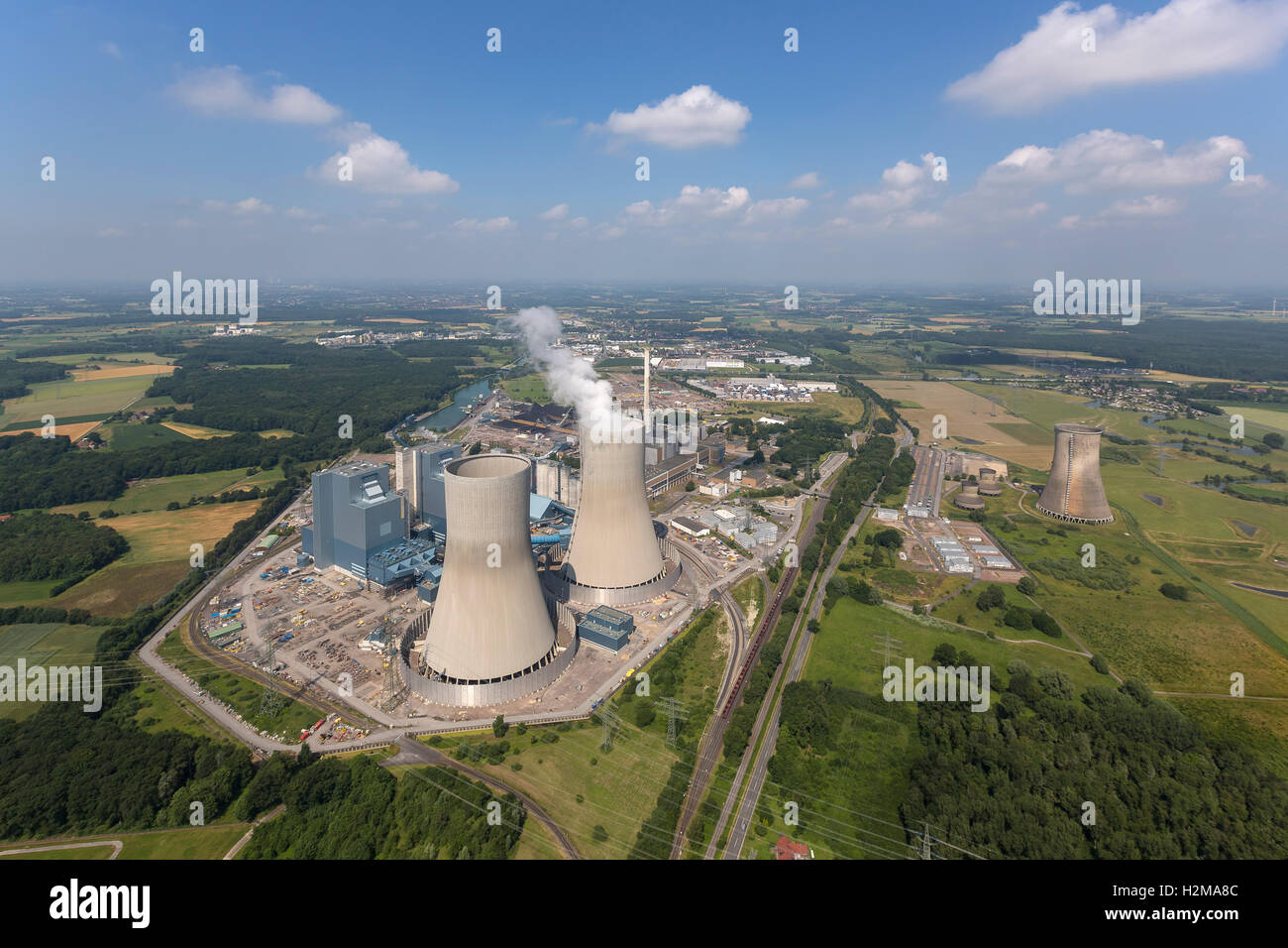 Aerial view, aerial view of Hamm, Westfalen power plant, a former ...
