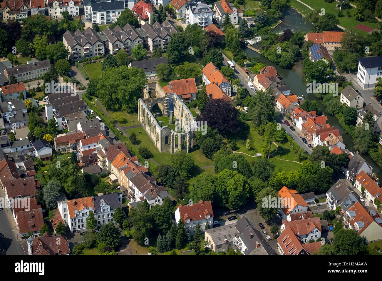 Aerial view, church ruin Lippstadt, Lippstadt, Soest Boerde,planned ...