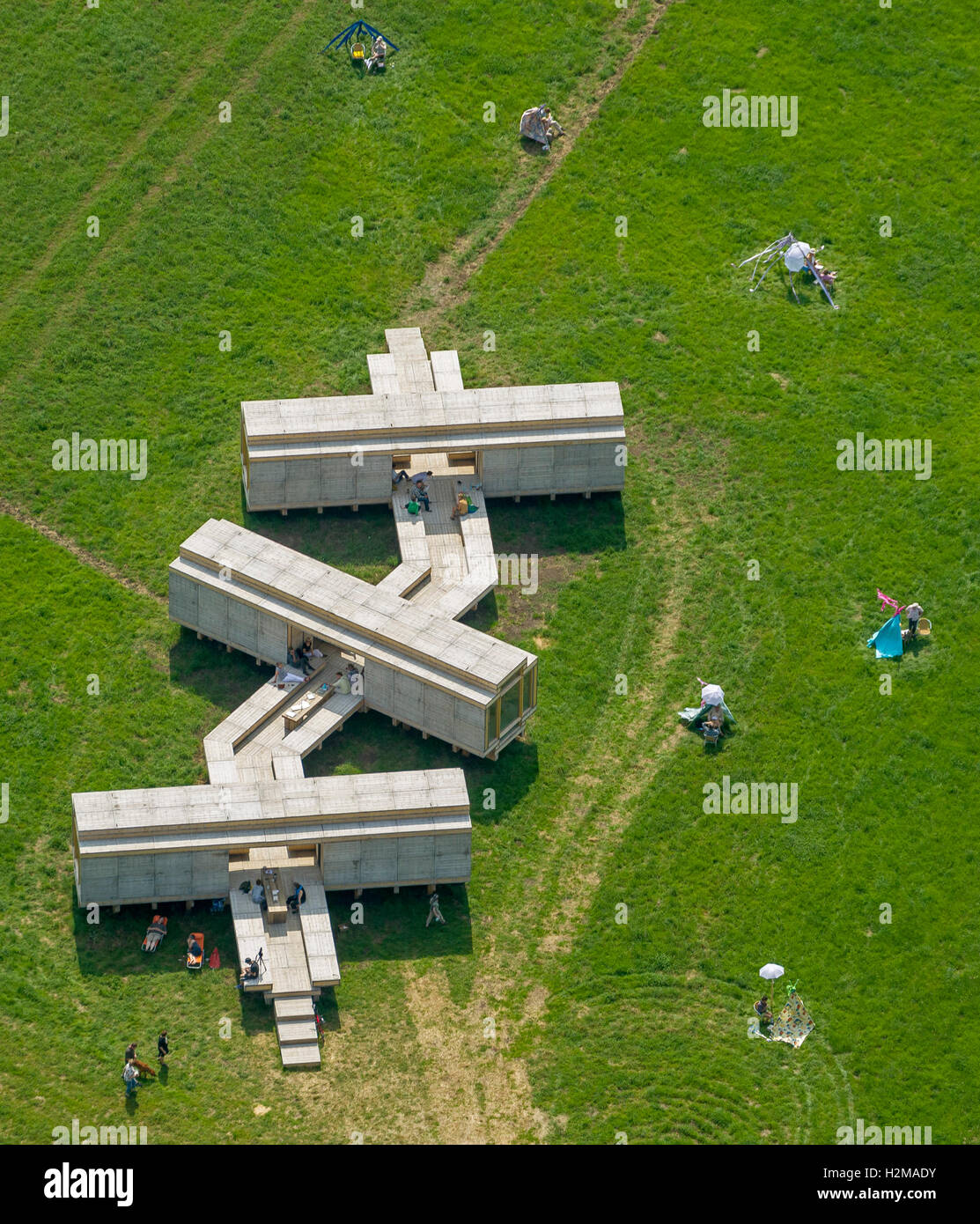 Aerial picture, art container of the artist WAI WAI in Oberhausen with ...