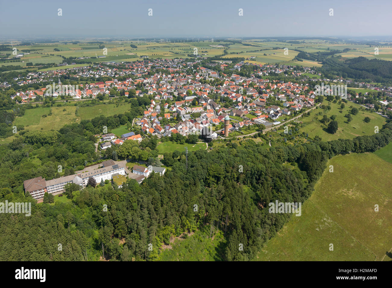 Aerial picture, aerial picture of Rüthen with town wall and water tower ...