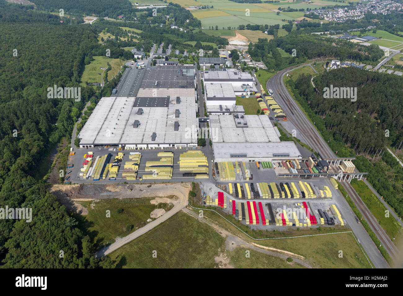 Aerial picture, Warsteiner brewery, aerial picture of Warstein ...