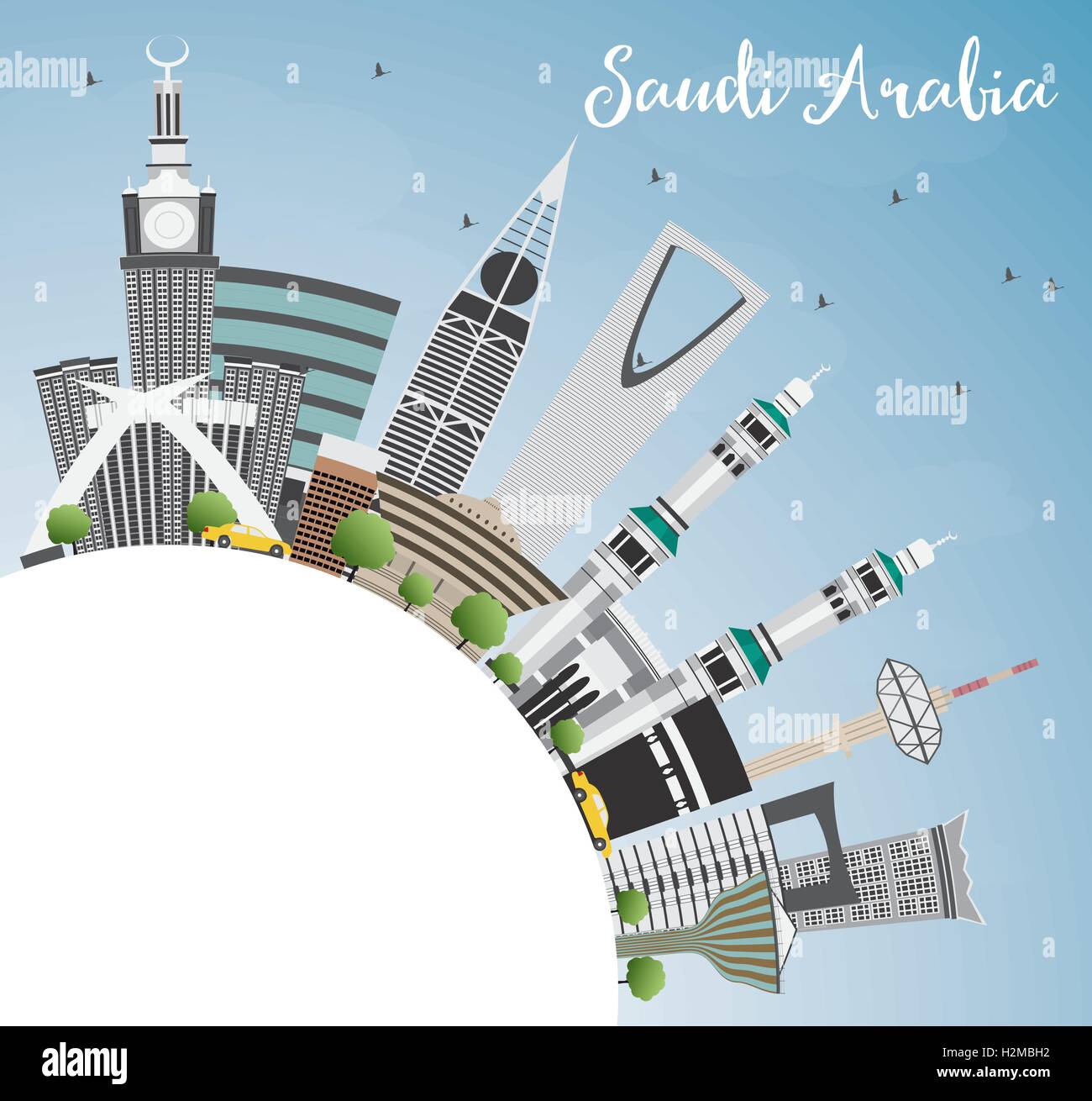 Saudi Arabia Skyline with Landmarks, Blue Sky and Copy Space. Vector ...