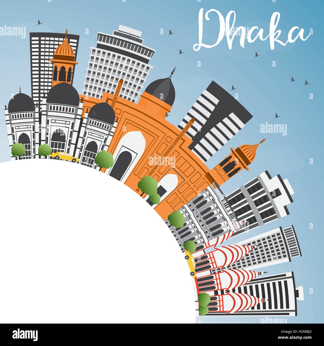 Dhaka Skyline with Gray Buildings, Blue Sky and Copy Space. Vector ...