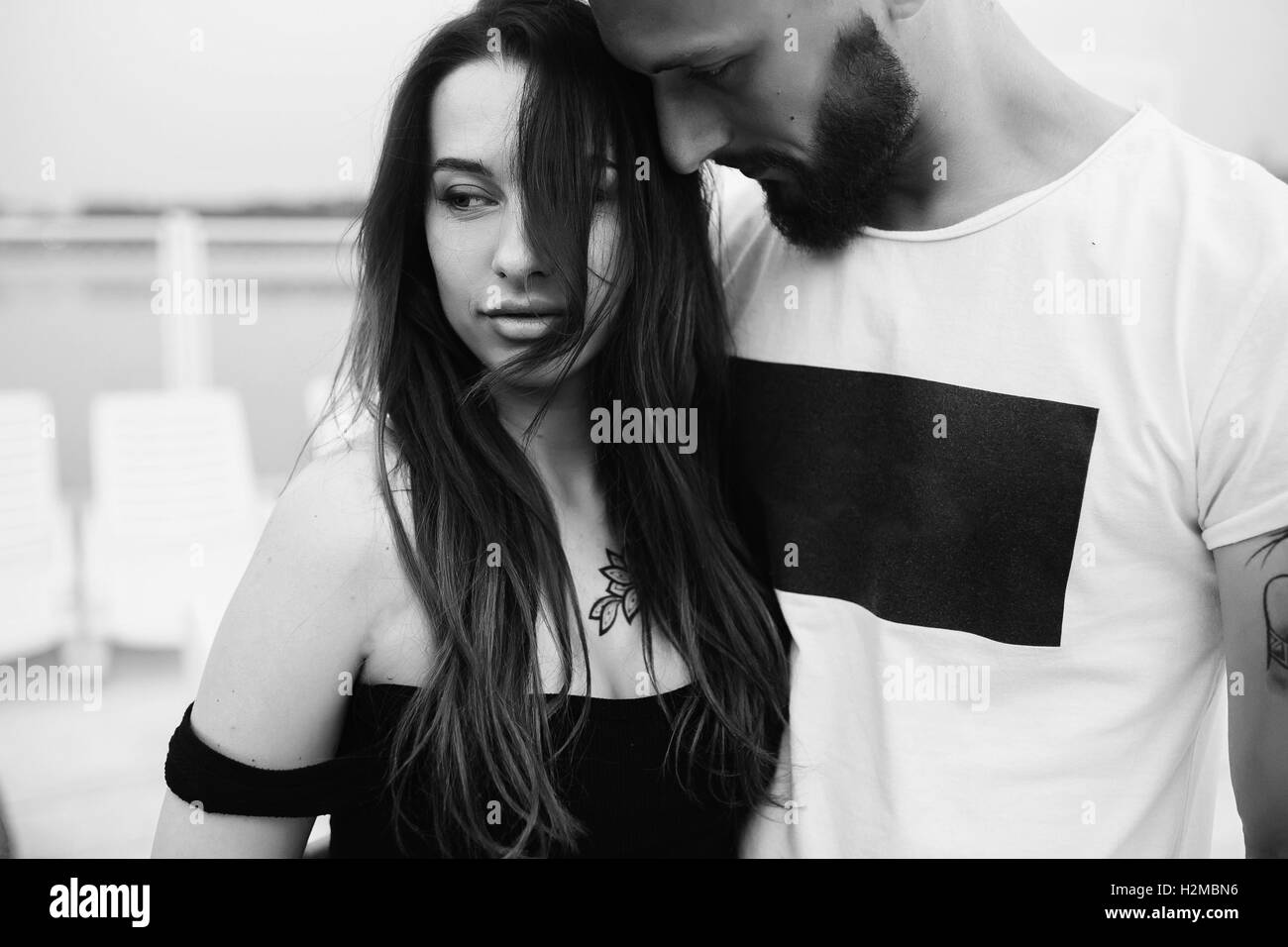 beautiful couple close-angle pose for the camera Stock Photo - Alamy
