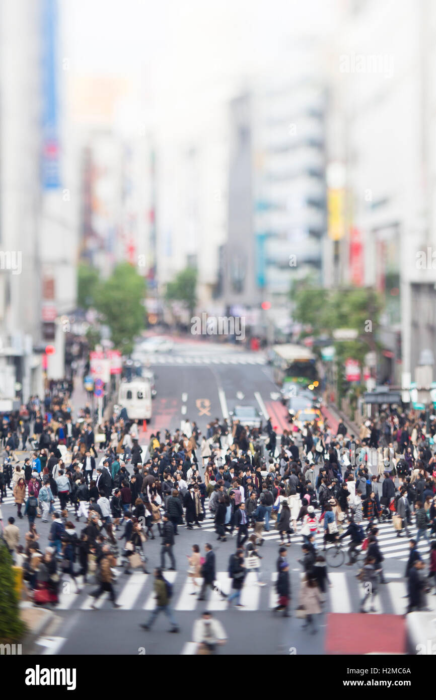 Tilt-shift bird's eye view of Shibuya, Tokyo, Japan Stock Photo - Alamy