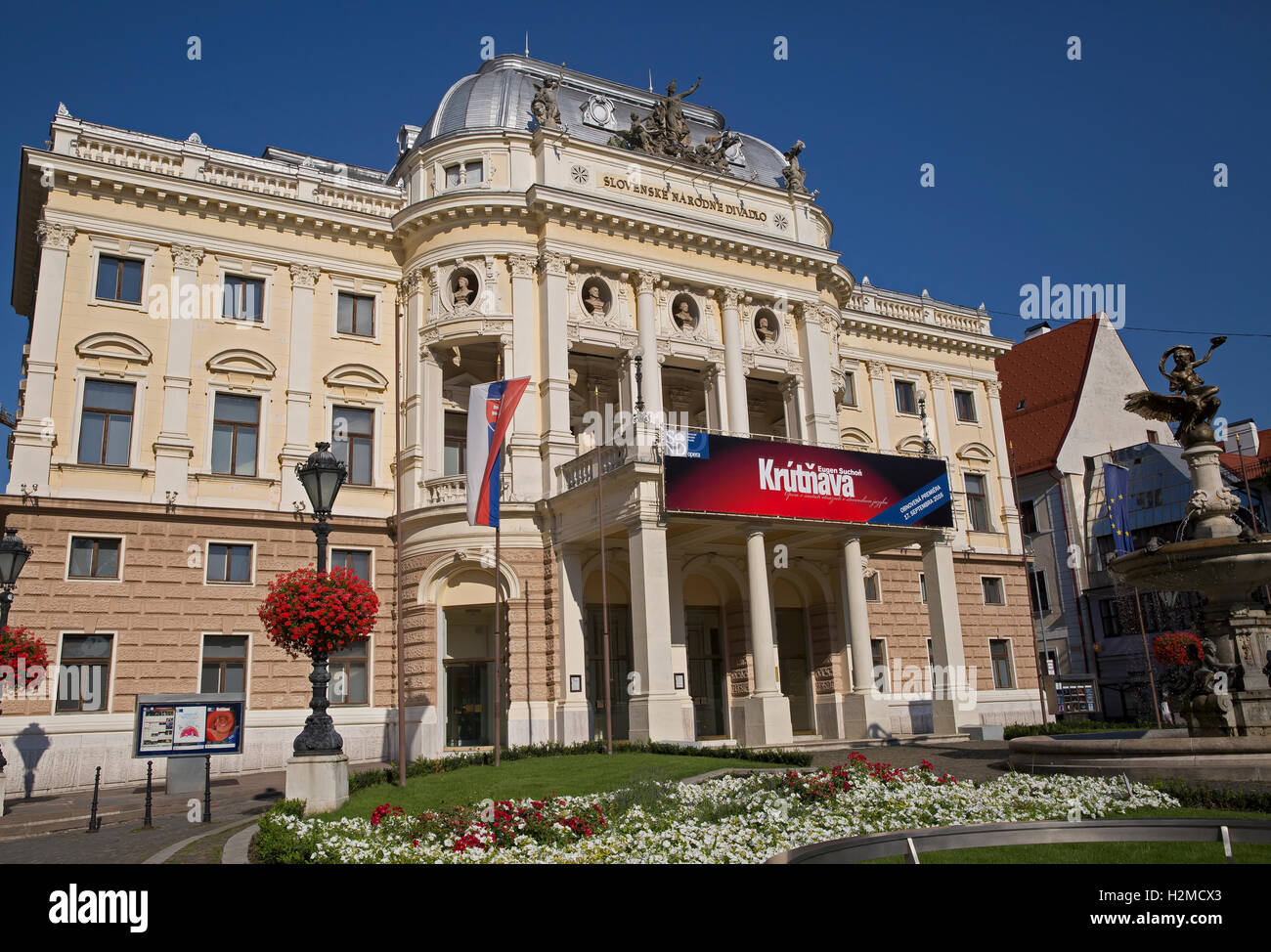 Blue skies over the Opera House in Bratislava Slovakia Stock Photo - Alamy