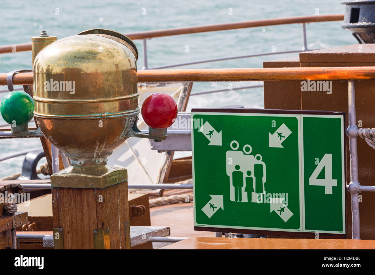 imo muster station sign and brass binnacle on the Waverley Paddle ...