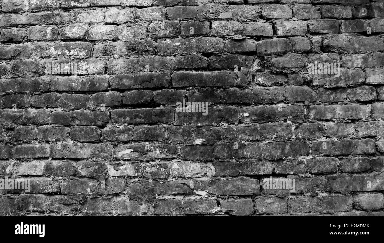Vintage Brick Wall Background in Black And White Stock Photo - Alamy