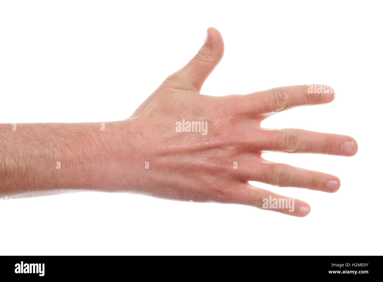 Male hand on white background Stock Photo - Alamy