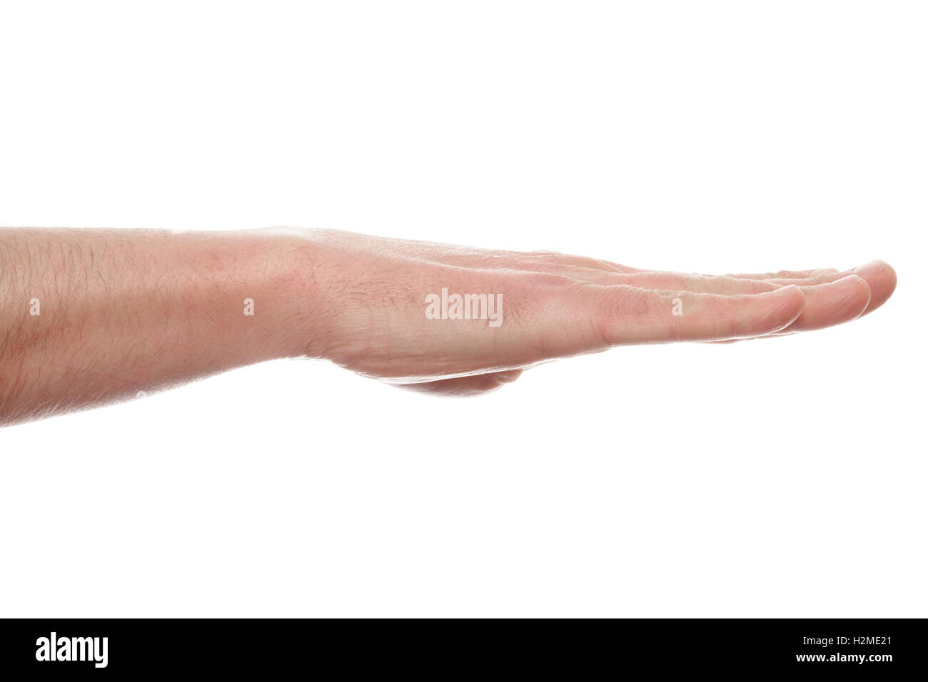 Male hand in side view on white background Stock Photo - Alamy