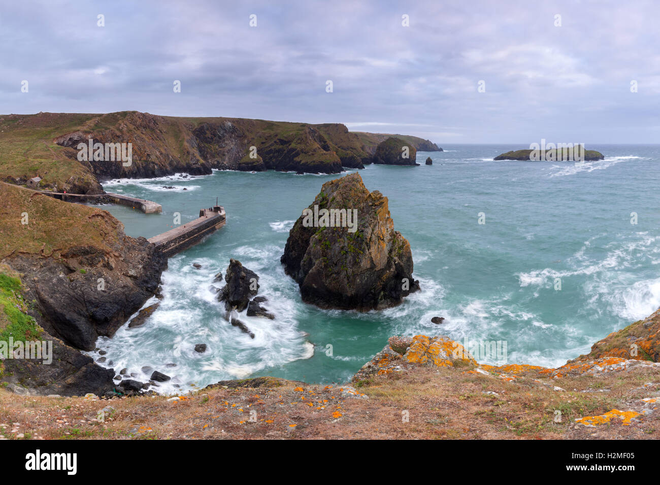 Mullion Cove natural harbor Lizard Peninsula Cornwall UK Stock Photo ...