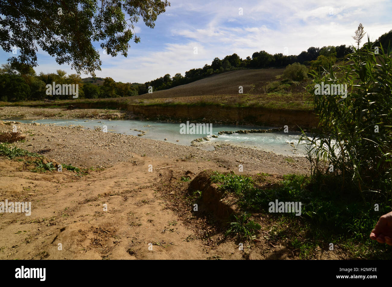 Beautiful flowing river at Saturnia hot springs in Italy Stock Photo ...