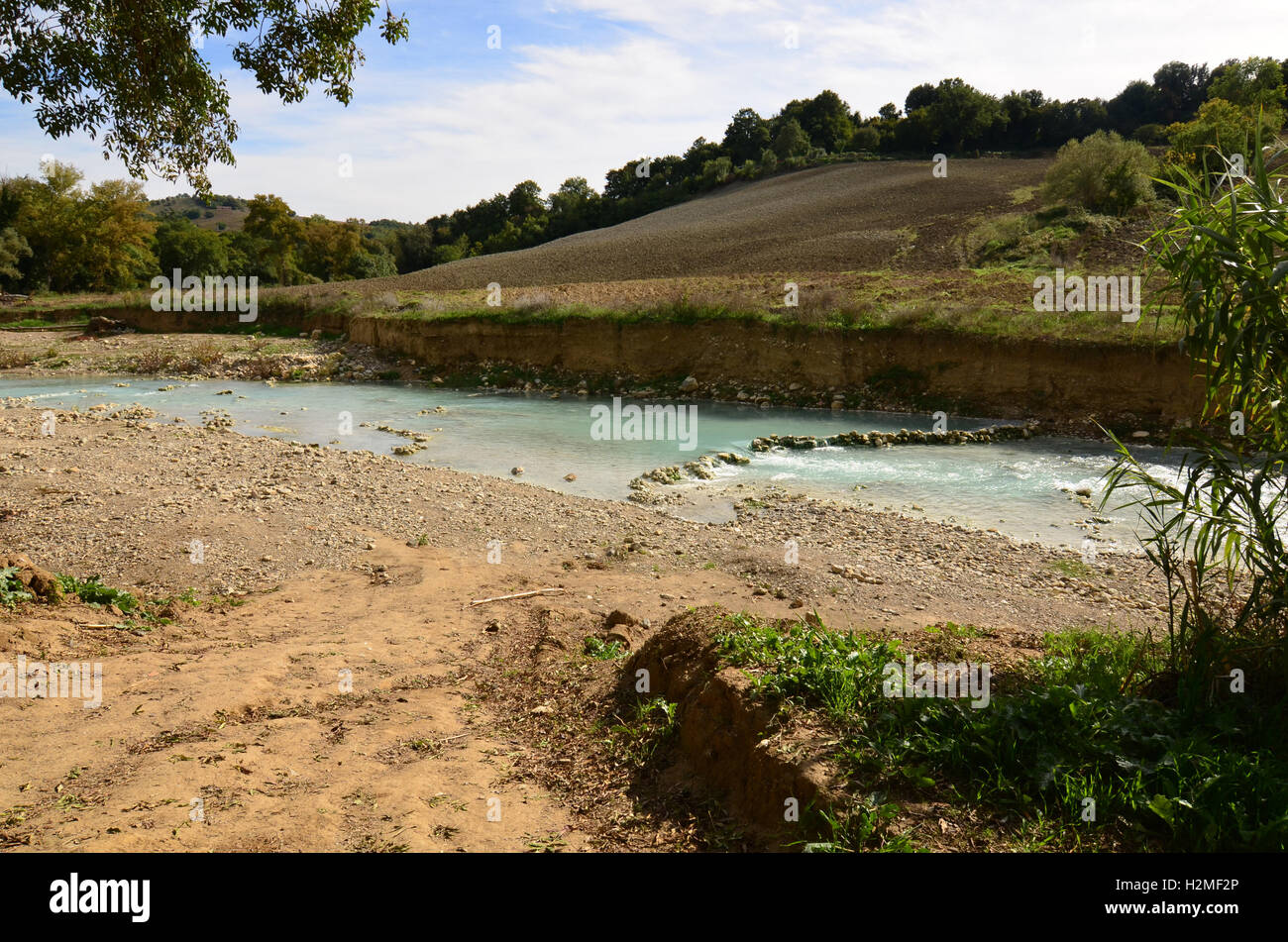 Saturnia hot springs with a flowing thermal heated river Stock Photo ...