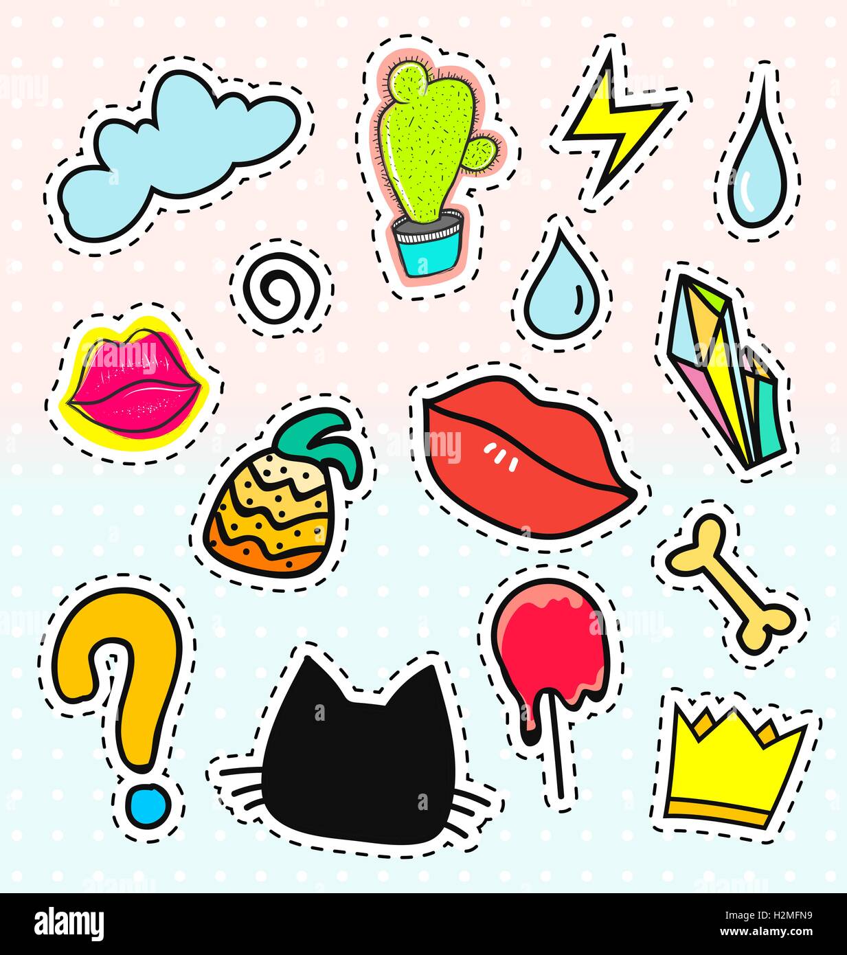 Set patch badges. Cartoon patches collection Stock Vector Image & Art ...