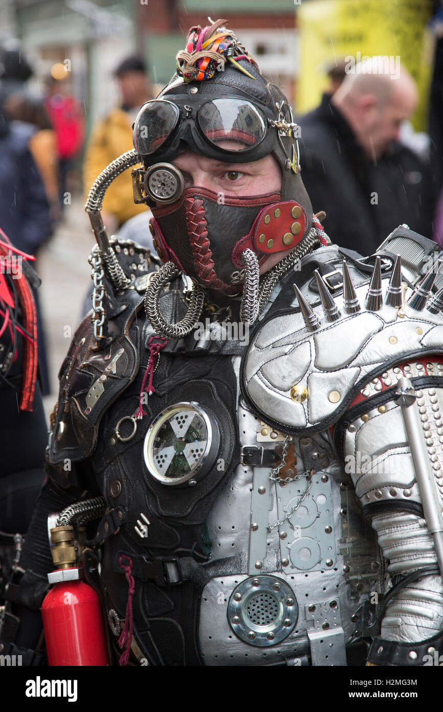 Steampunk face mask metal spike shoulder pads Stock Photo - Alamy