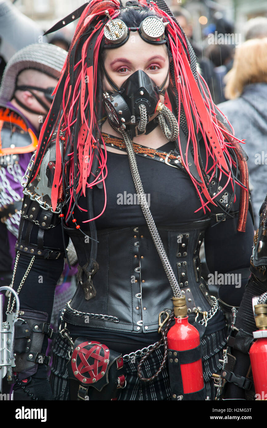 Goth with mask and bottles Stock Photo - Alamy